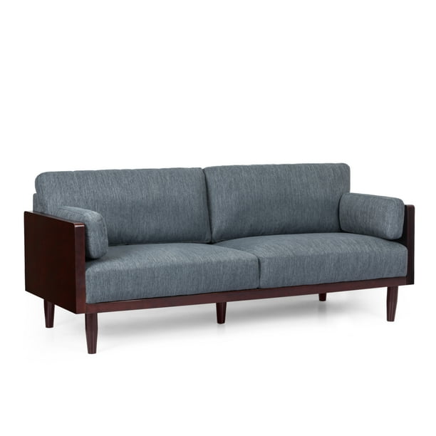 GDF Studio Bagan Mid Century Modern Fabric 3 Seater Sofa, Charcoal and ...