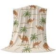 Brown Camels Fleece Throw Blanket Vintage Camels Date Coconut Tree ...