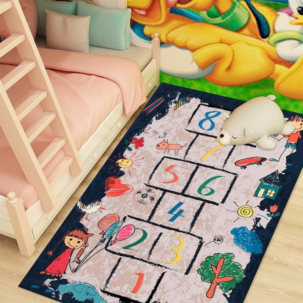 Hopscotch Kids Rug, Hop and Count Hopscotch Game Rug, Kid’s Fun ...