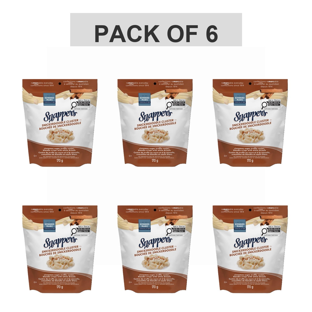 Pack of 6 - Snappers Snickerdoodle Clusters, Cinnamon Sugar Cookie ...