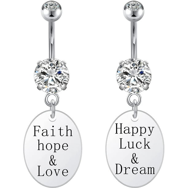 KSCD Belly Button Rings Surgical Steel 14G Dangle Reverse Belly Ring ...
