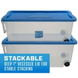HART, 200 Quart Clear Storage Bin, Latching Rolling Storage Container ...