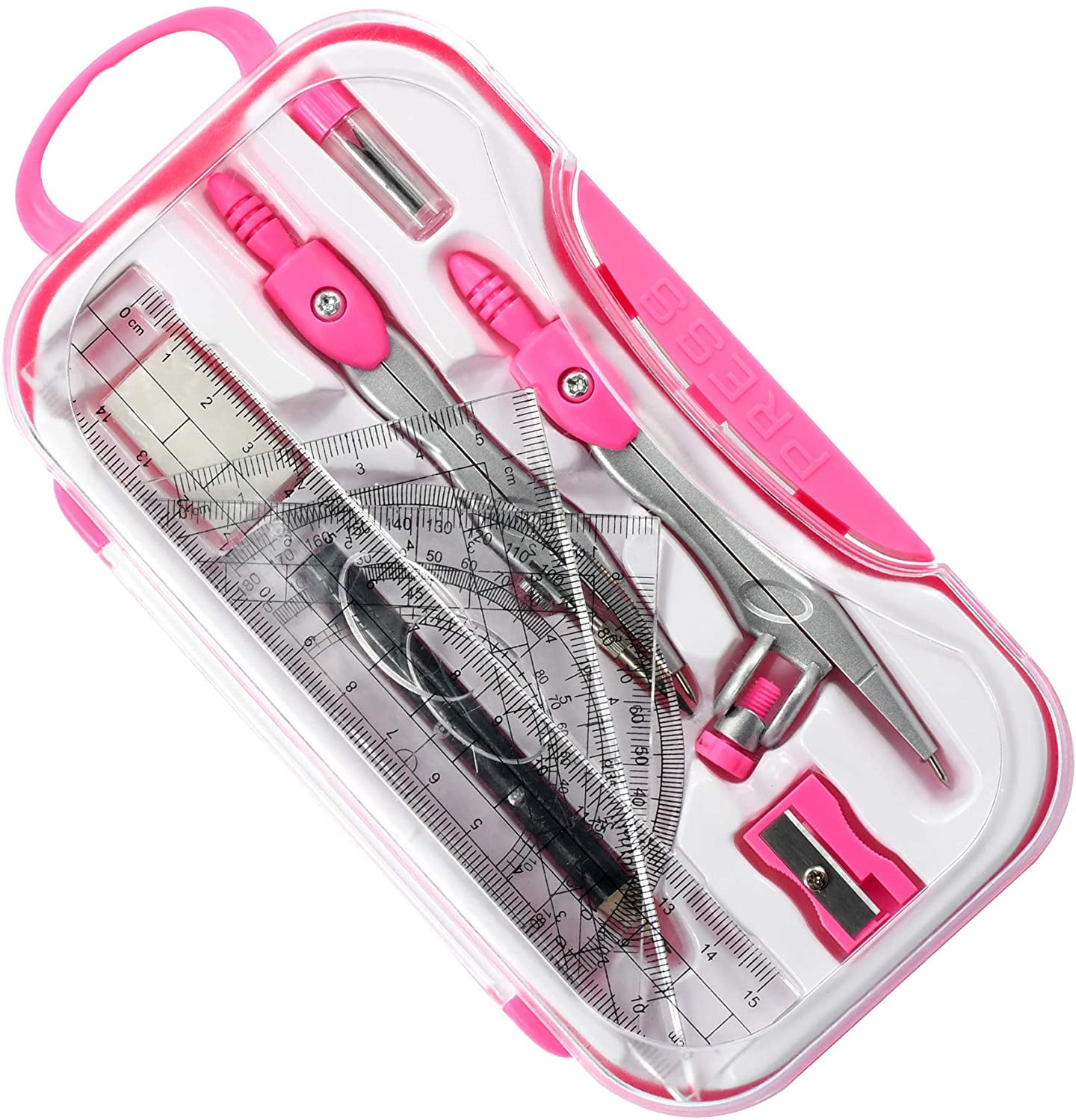 Geometry Kit,10-Piece Math Tool Kit with Compasses, Protractor, Pencil ...