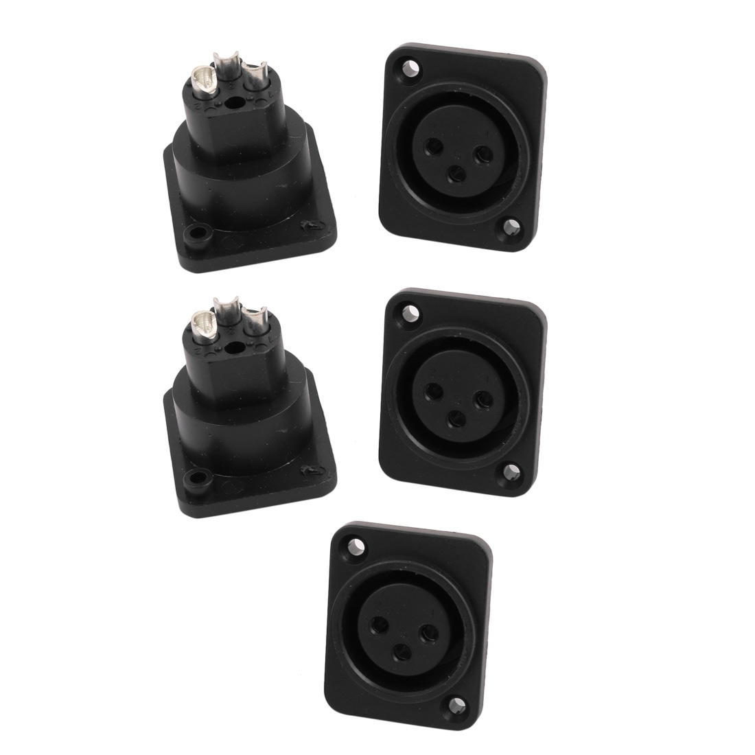 5 Pcs XLR Female Chassis Panel Mount Socket Black Audio MIC 3 Terminals ...
