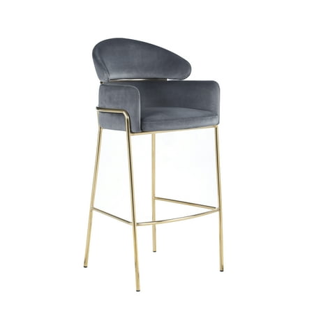 Arched Back Bar Stool Gray and Brass - Walmart.com - Walmart.com