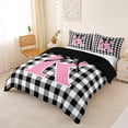 Catabedysis Black Gingham Print Bedding,Plaid Monogrammed R Design ...