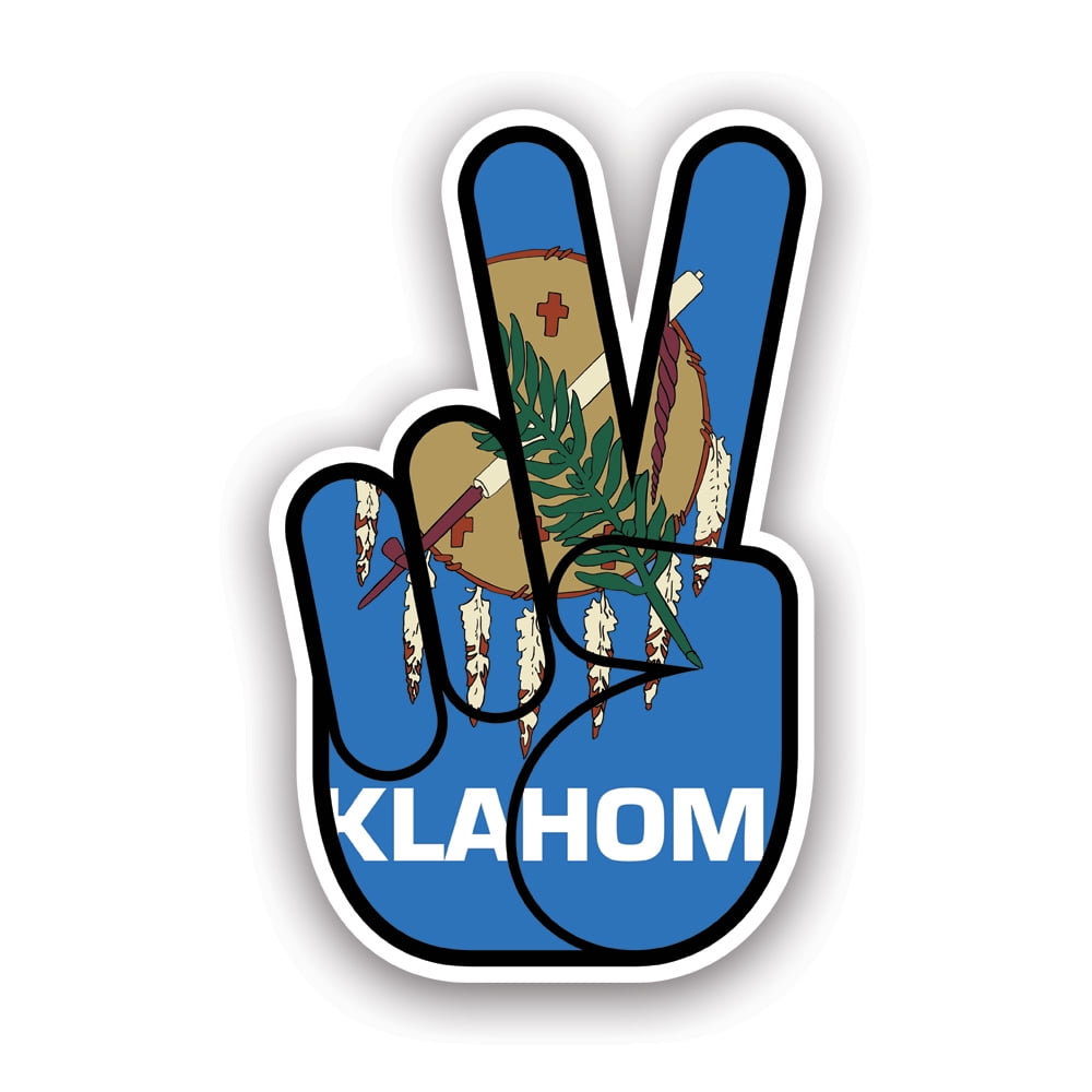 Oklahoma State Shaped Peace Sign Sticker Decal - Self Adhesive Vinyl ...