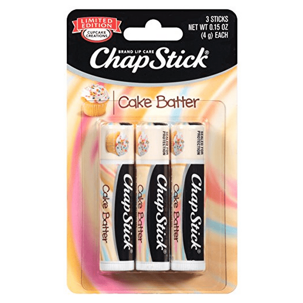ChapStick Skin Protectant Lip Balm, Cake Batter, 0.15 oz, 3 pk ...