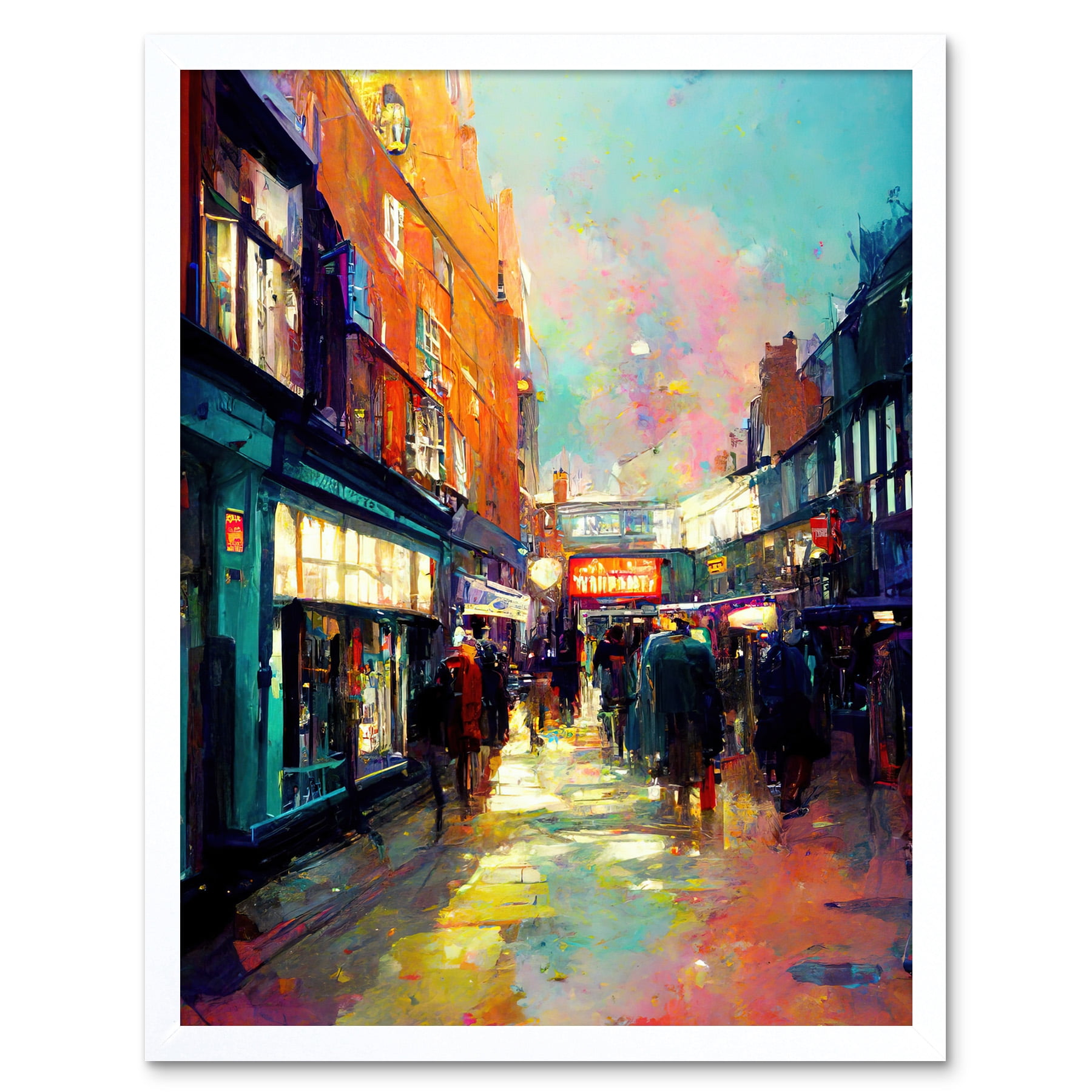 Carnaby Street London Bright Acrylic Painting Art Print Framed Poster ...