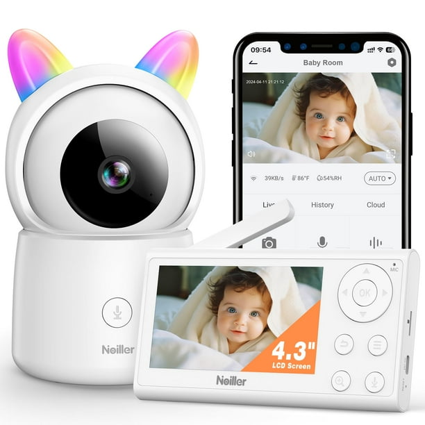 Monitor para bebés, monitor para bebés con video de 4.3 "con cámara ...