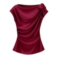 CUSTG Women Casual Blouses Simple Solid Color Blouse Elegant Evening ...