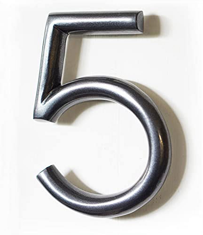 NACH Floating Mount Aluminum Home Address Number 5, Sleek Rounded Metal ...