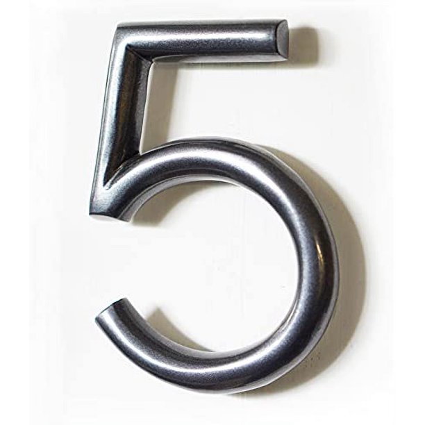 NACH Floating Mount Aluminum Home Address Number 5, Sleek Rounded Metal ...