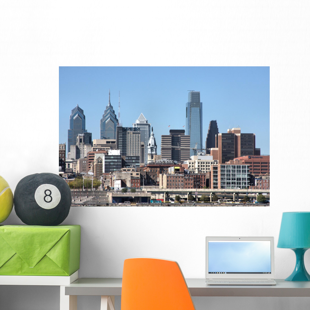 Philadelphia 2008 Skyline Closest Wall Mural Decal Sticker, Wallmonkeys ...