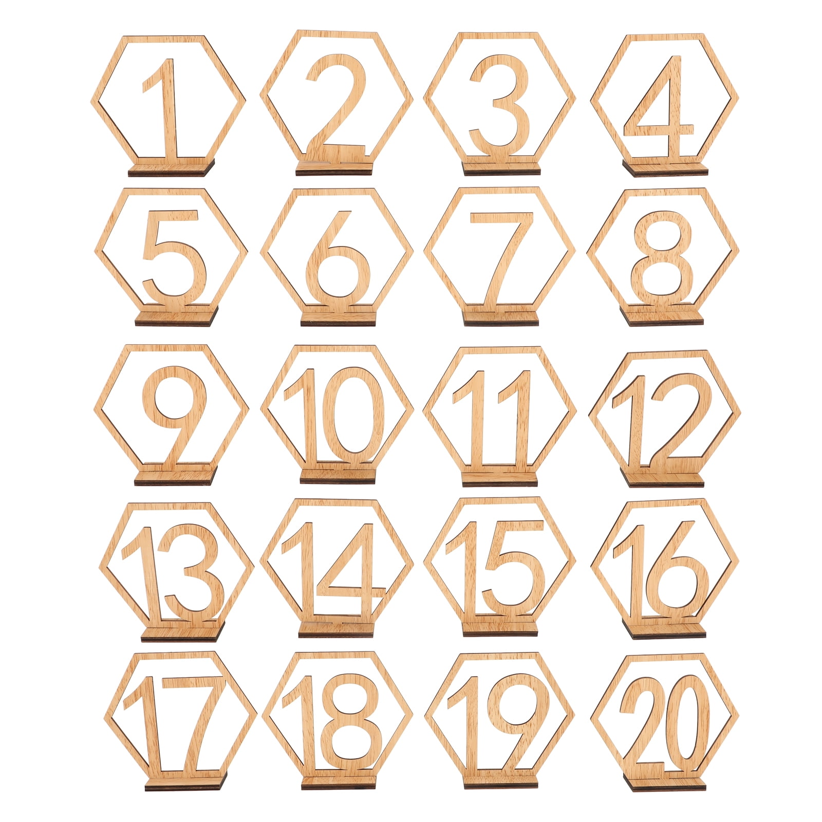 20 números de mesa hexagonales de madera del 1 al 20 con base para ...