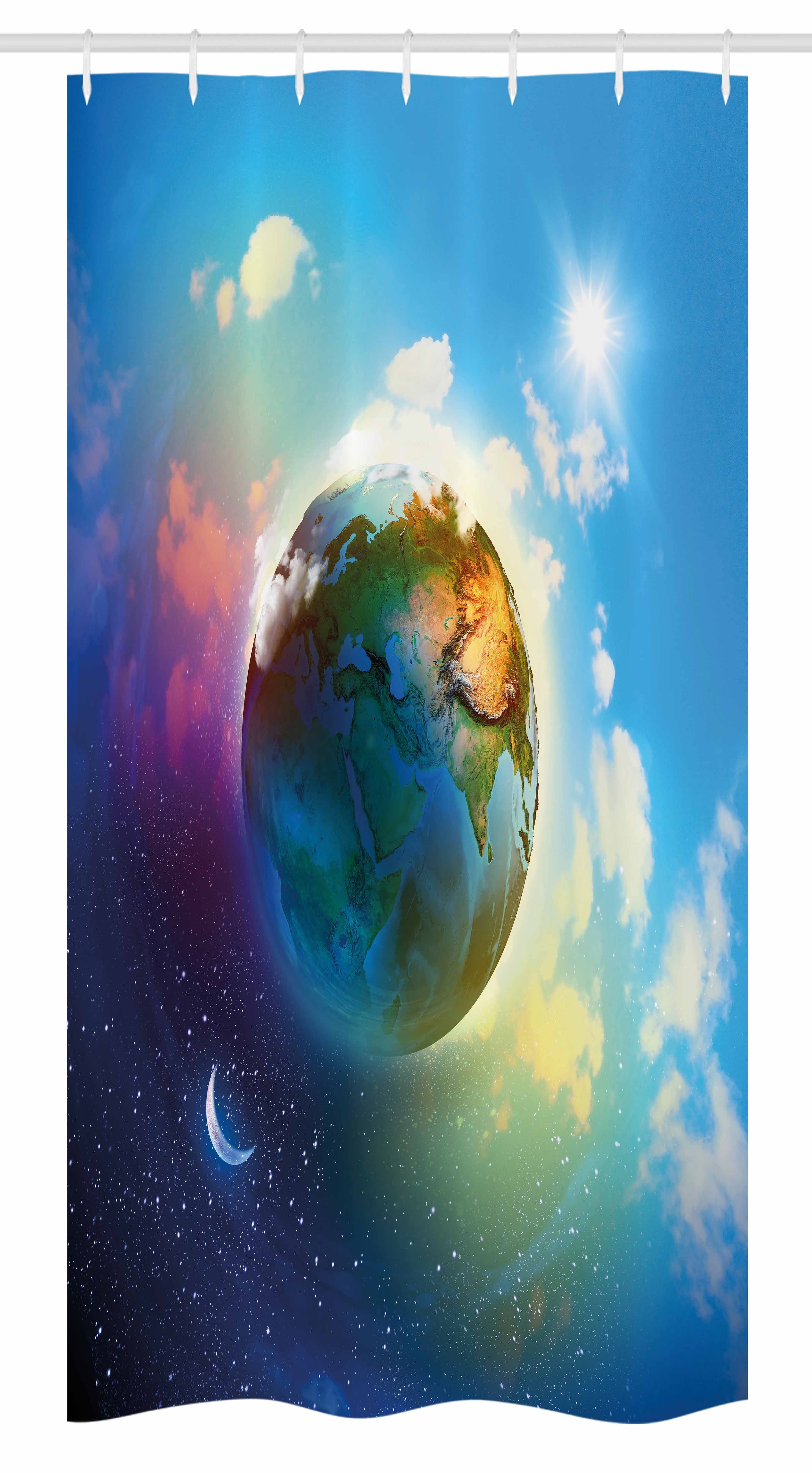 Earth Stall Shower Curtain, Earth Outer Space Scene in Vibrant Color ...