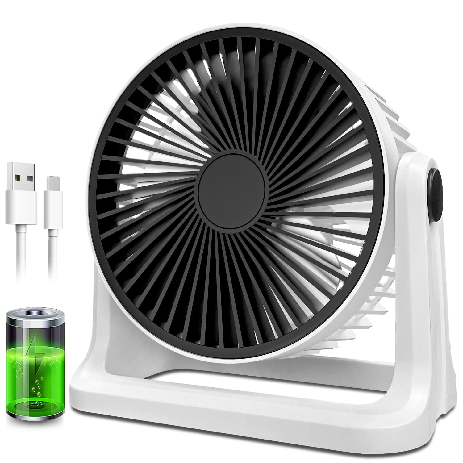 11" Portable USB Table Fan, 10000mAh Rechargeable Battery Operated Fan ...