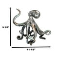 Ebros Silver Finish Large Standing Octopus Statue, Resin Marine Decor ...