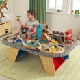 KidKraft Waterfall Junction Wooden Train Set & Table with 4 Storage ...