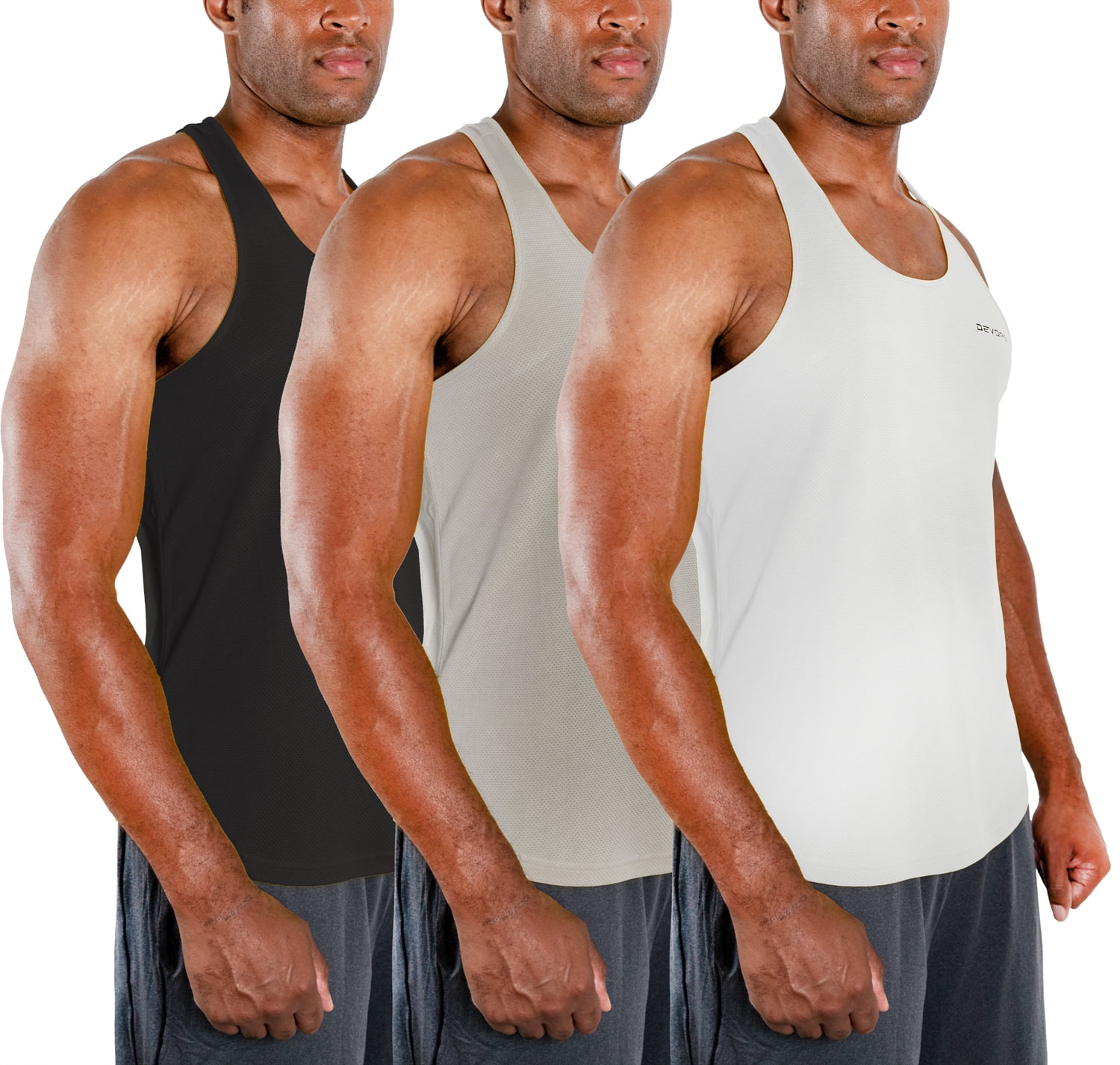 DEVOPS 3 Pack Men's Y-Back Dri Fit Muscle Gym Workout Tank Top ...