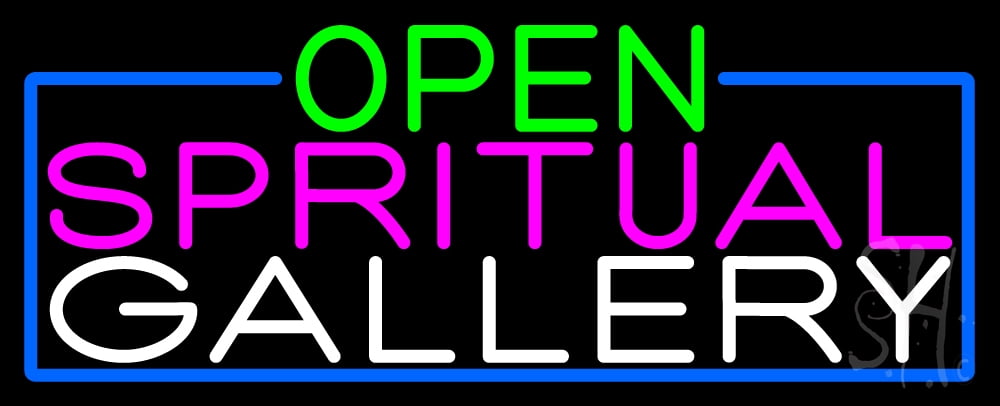 Open Spiritual Gallery With Blue Border LED Neon Sign 10 x 24 - inches ...