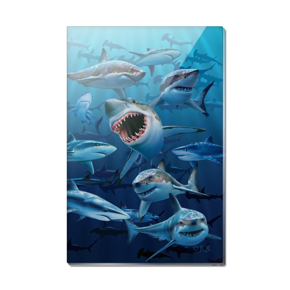 Shark Infested Waters Great White Rectangle Acrylic Fridge Refrigerator ...