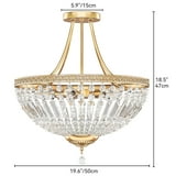 Uforic Crystal Ceiling Light Fixture, 5-Light Flush Mount Chandelier, Gold, Modern Beaded Design ...