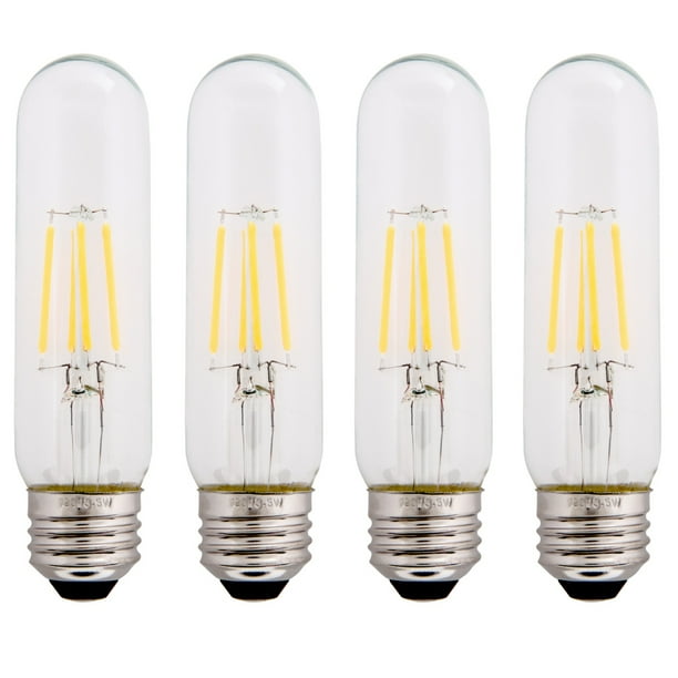 Clear 3.5W LED T10 Tubular Light Bulb - Nickel Plated E26 Medium Base ...