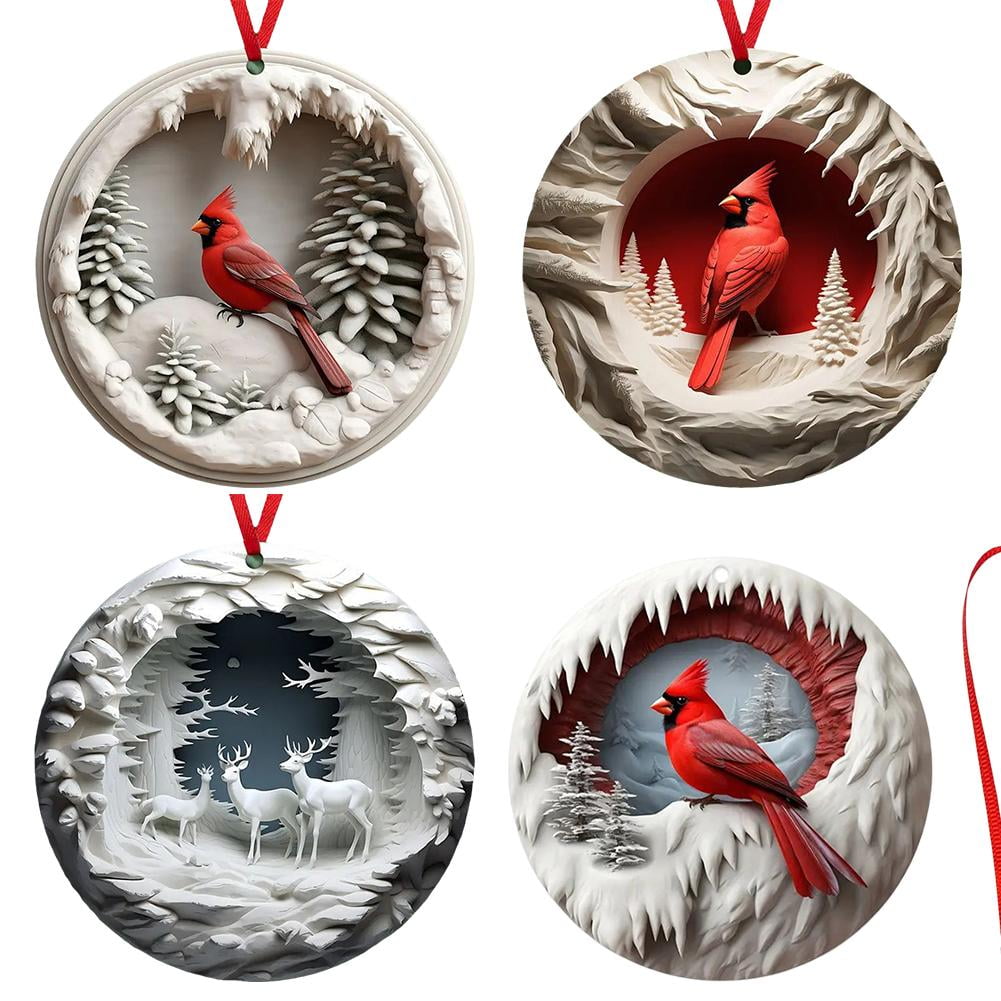 Click here for Unbranded Cardinal Bird Ornament - Snow Winter Sce... prices
