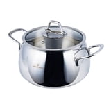 Venus Stainless Steel Deep Stock Pot with Glass Lid 4-qt. (3.8 L) Soup ...