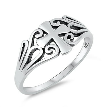 Sterling Silver Victorian Style Open Cross Ring - Walmart.com
