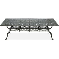 Cast Aluminum Outdoor Dining Table with Umbrella Hole, Floral Lattice ...