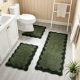 3-Piece Flocked Bathroom Mat Set Absorbent Toilet Mat Entrance Door Mat ...