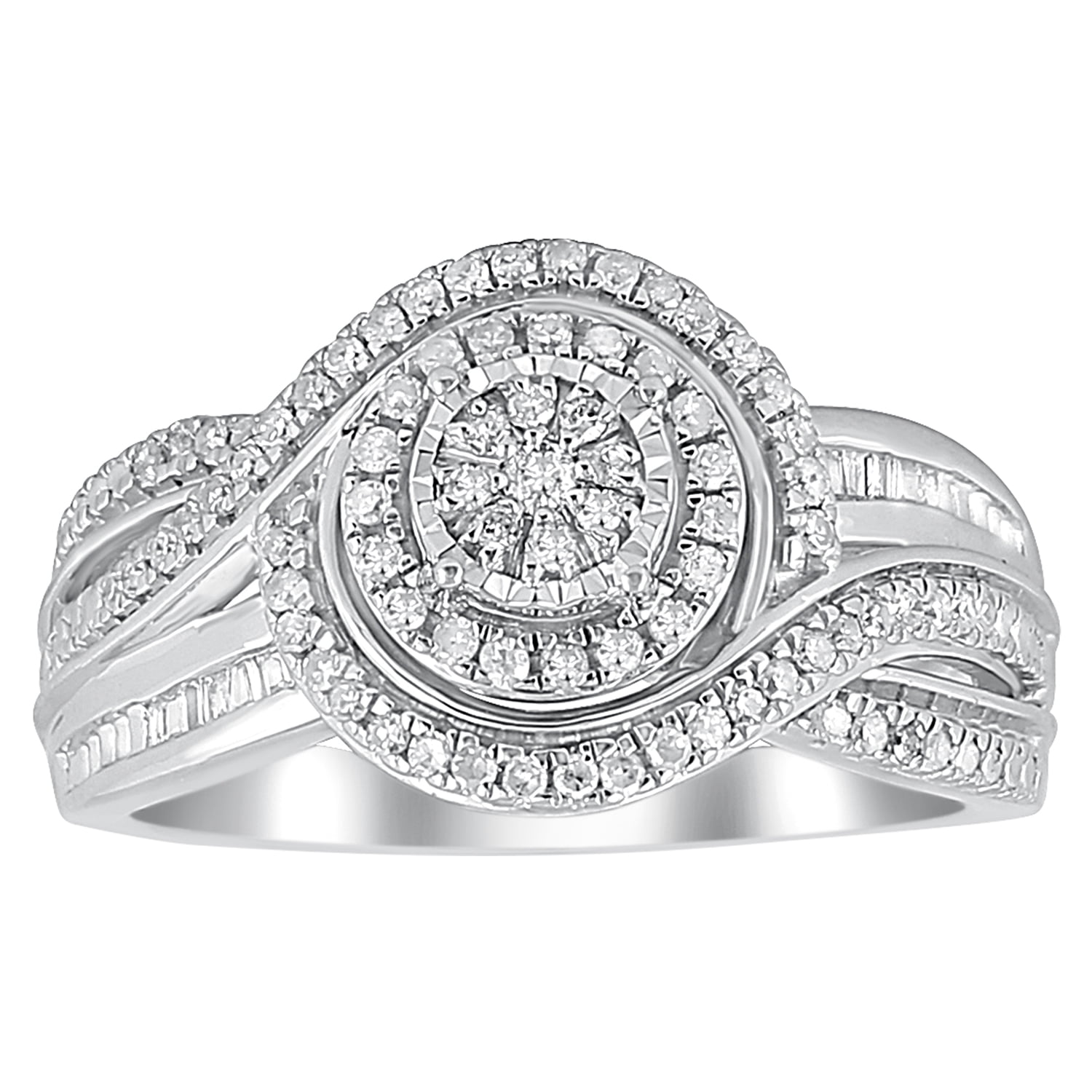 Forever Bride Sterling Silver 1/3 cttw Diamond Swirl Bridal (J-Color ...