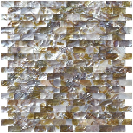IGUOHAO Natural Mother of Pearl Oyster Mini Brick Shell Mosaic Tile for ...