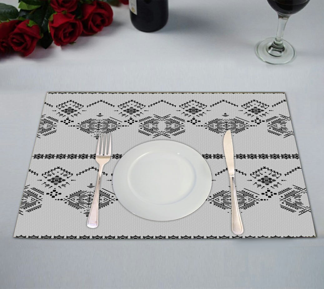 ABPHQTO Ethnic Tribal Art Boho Texture Table Placemat Food Mat 12x18 ...
