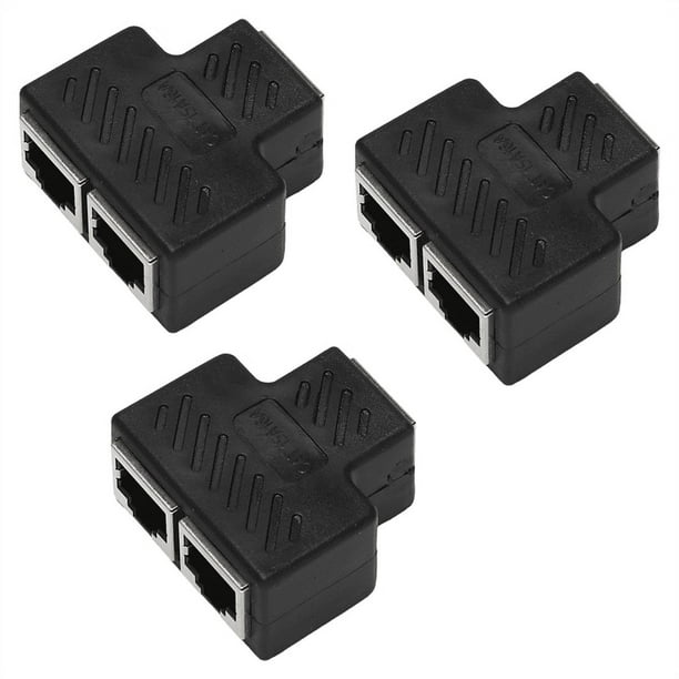 3X 2 Port RJ45 Splitter Adapter LAN Network Ethernet Extender Connector ...