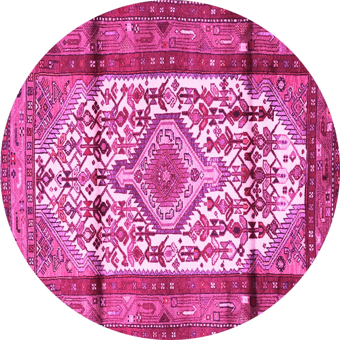 Ahgly Company Indoor Round Persian Pink Traditional Area Rugs, 5' Round ...