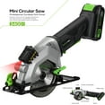 20V Cordless Mini Circular Saw 4-1/2" - 2.0Ah Battery, Laser/Rip Guide ...