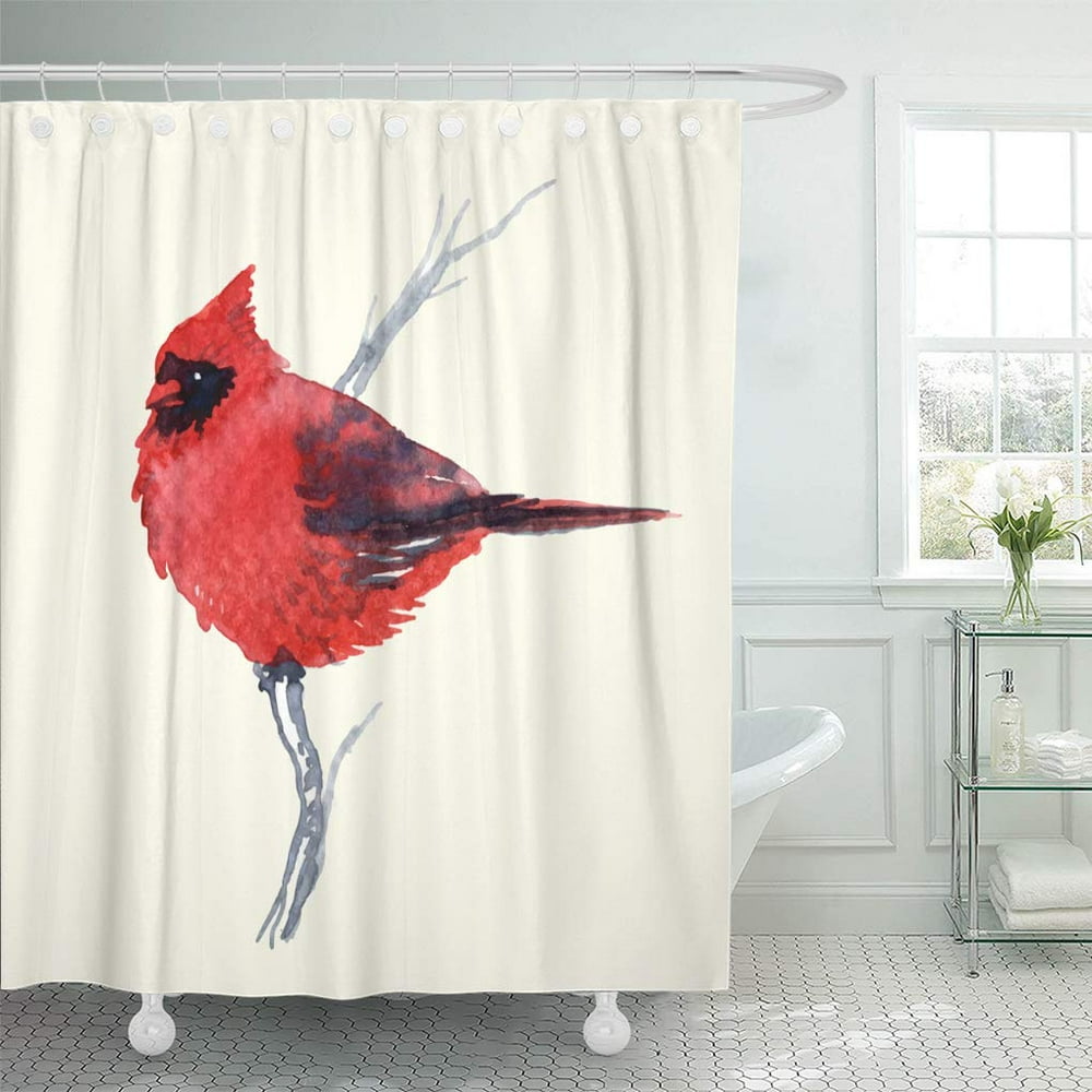 Cynlon Red Christmas Cardinal Bird Watercolor Colorful Branch Winter