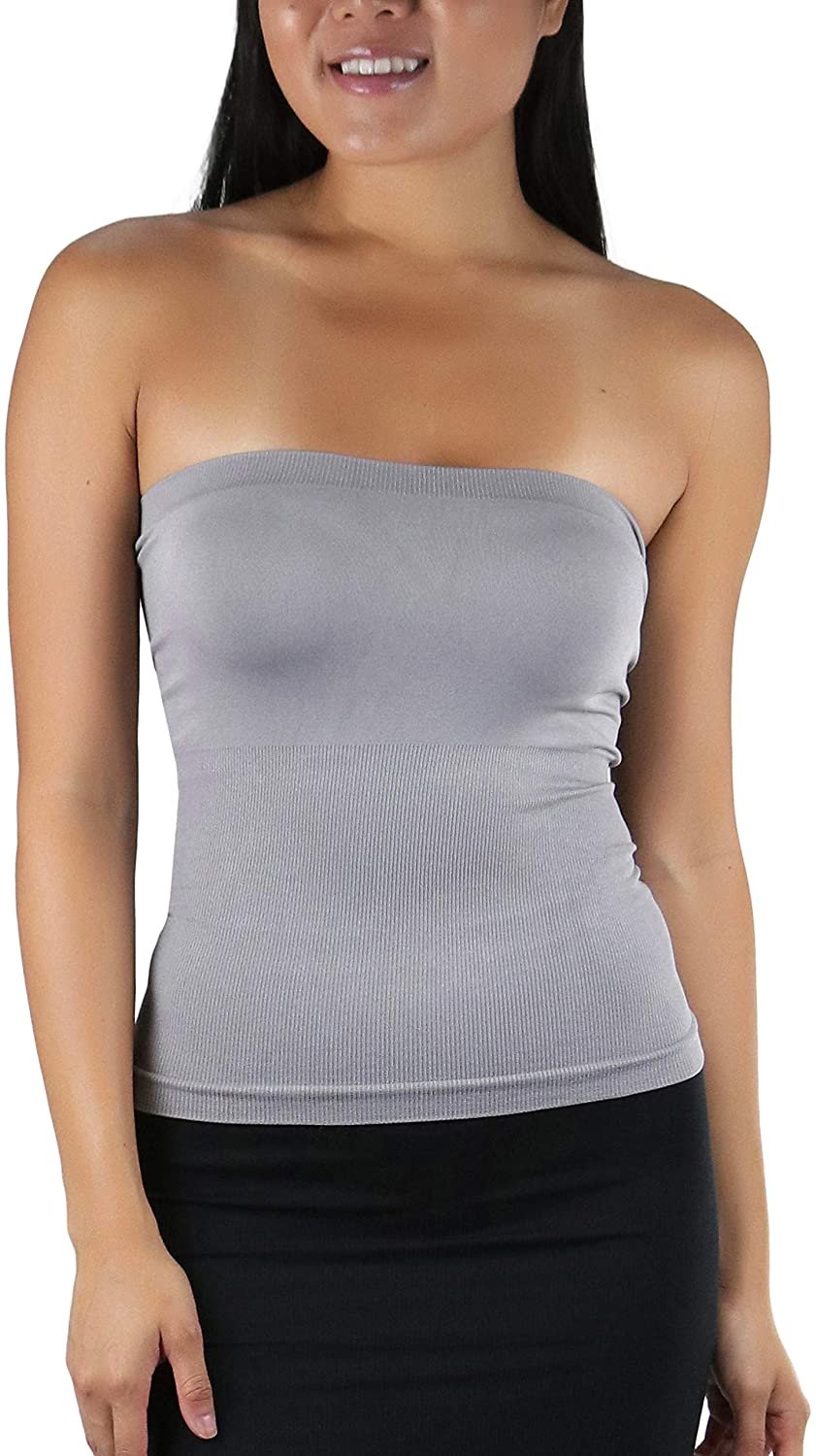 ToBeInStyle Seamless Layering Tube Top with Built-in Shelf Bra ...