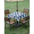 Cute Ucky Cat Square Outdoor Tablecloth with Umbrella Hole Pink Cherry ...
