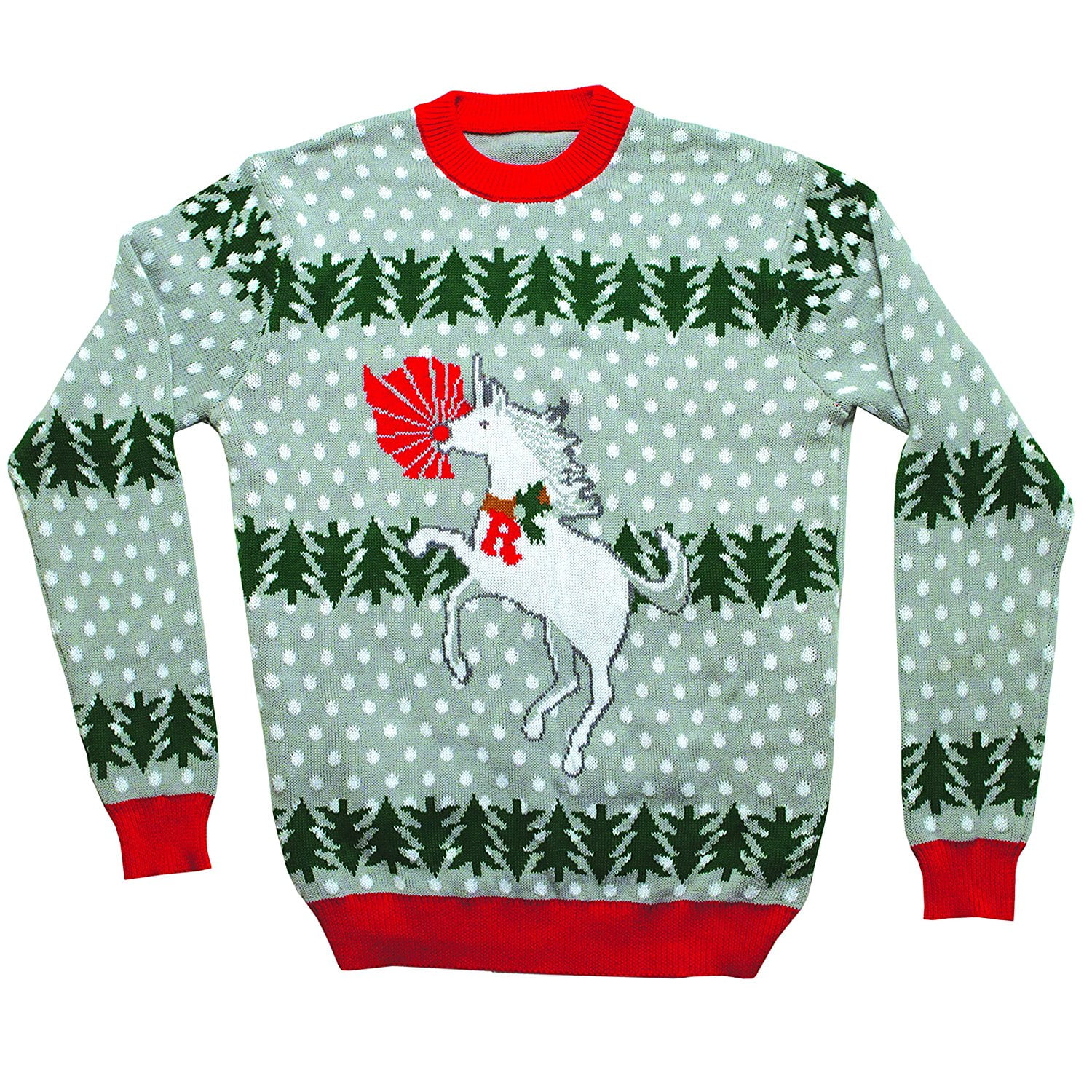 FunQi - Unicorn Rudolph Ugly Christmas Sweater Gray - Walmart.com ...