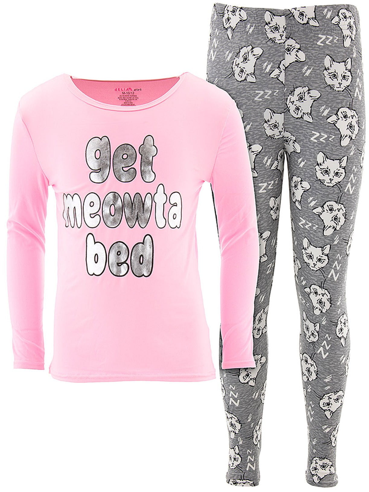 dELiA*s Girl - dELiA*s Girls Get Meowta Bed Cat Pink Pajamas - Walmart ...