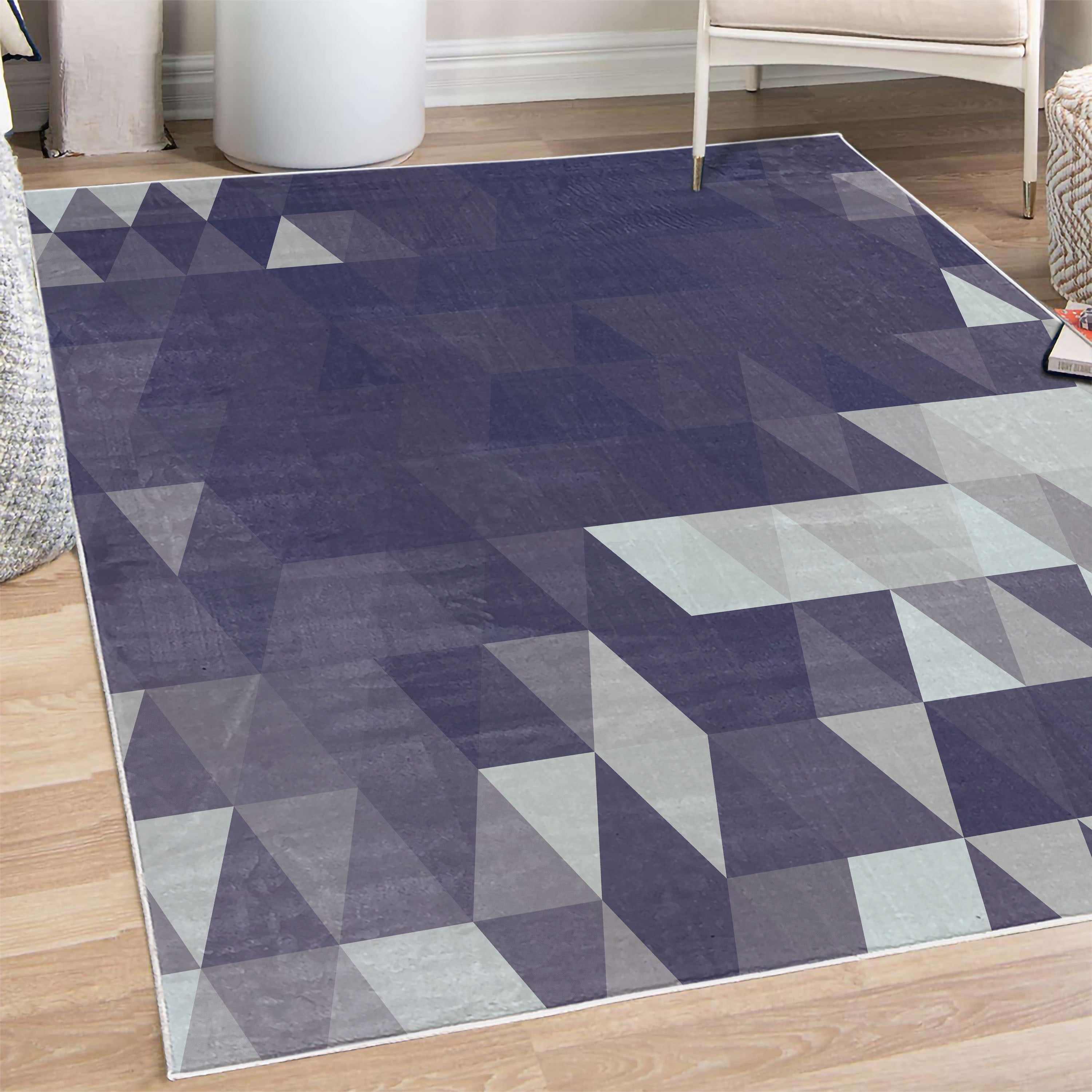 Geometric Decorative Rug, Triangle Mosaic Shapes Patterns with Abstract ...