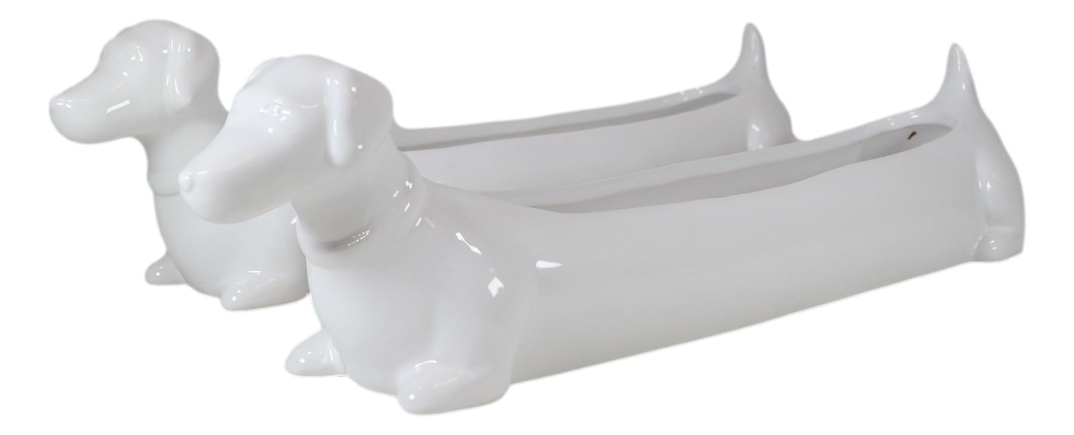 Pack Of 2 Dachshund Dog White Ceramic Serving Platter Plate Cracker ...