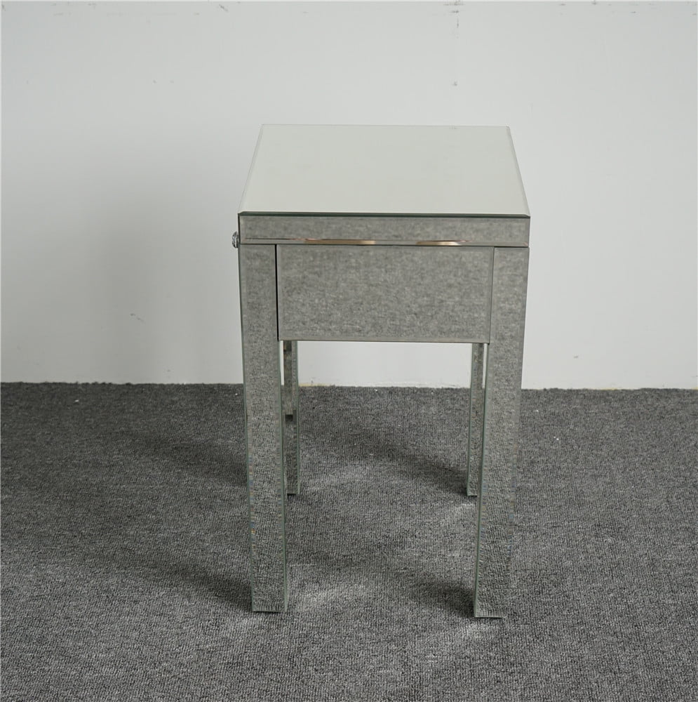 Lomubue Modern and Contemporary Small 1 Drawer Mirrored Nightstand ...
