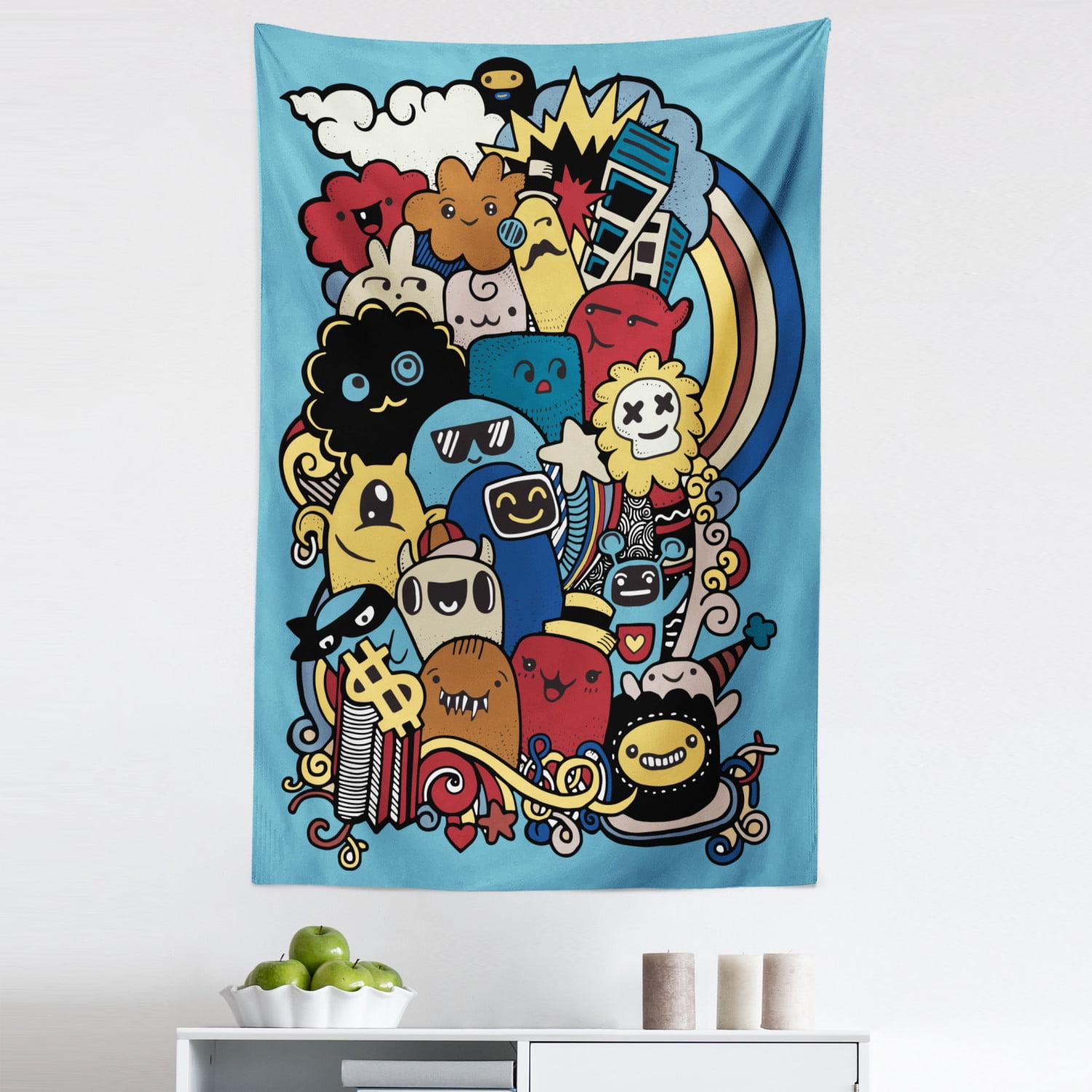 Indie Tapestry, Cool Funny Crazy Monster Universe Rainbow Stars Clouds ...