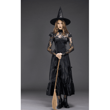 Women's Lace Dress Show Costume Sexy Black Witch Role Play of Halloween ...