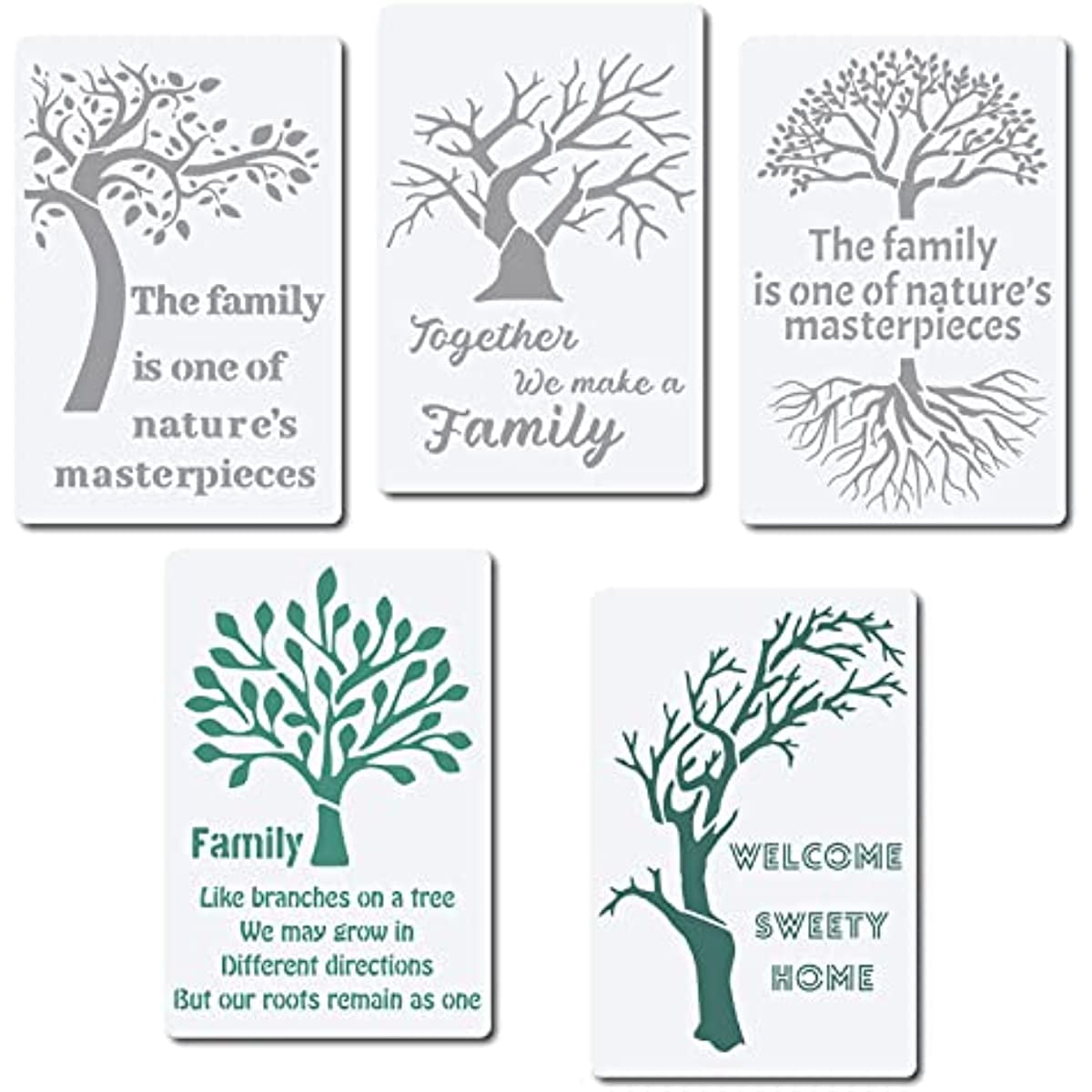 5Pcs Tree of Life Stencil Reusable Craft Stencils - The Family is One ...